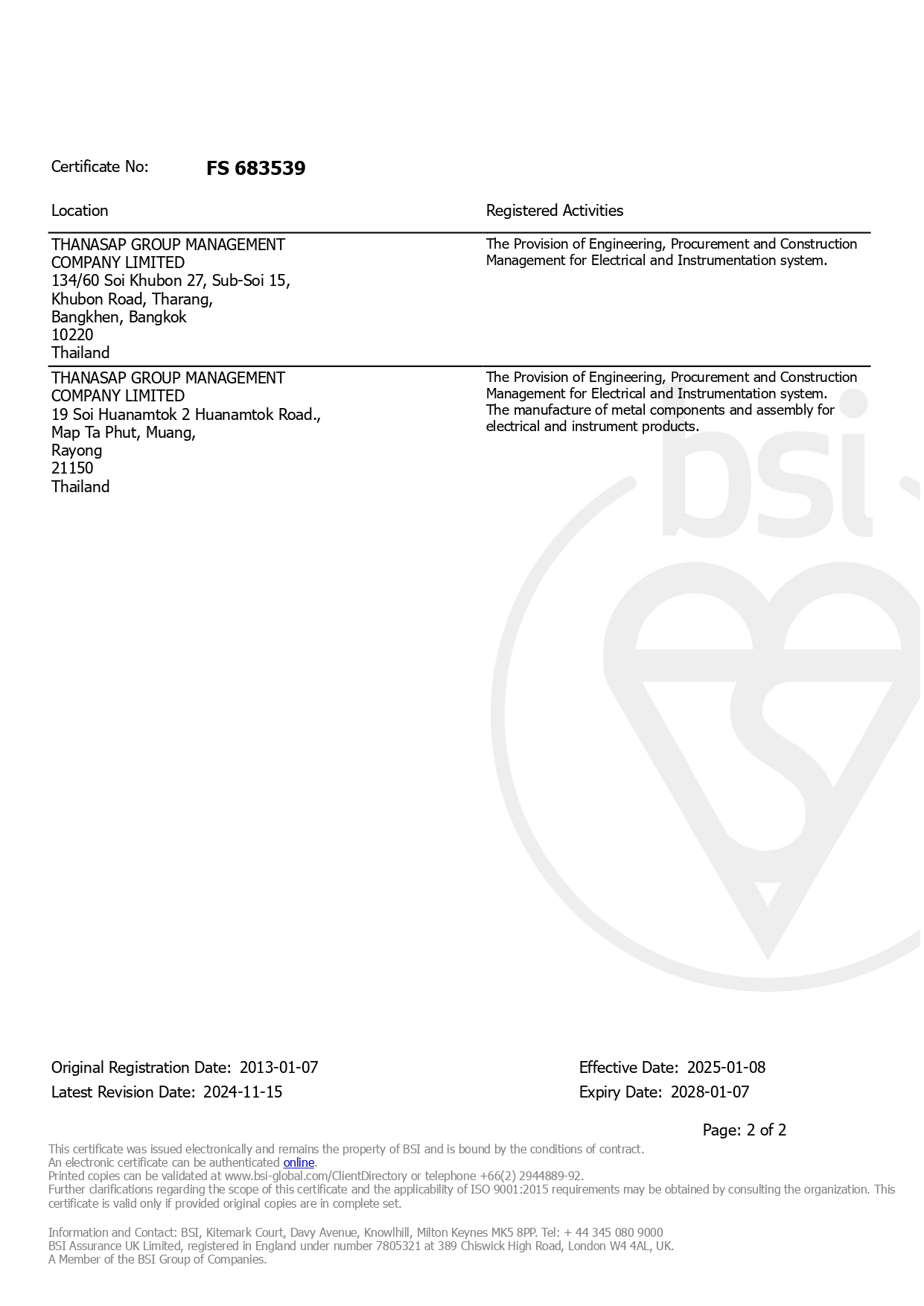 Certificate – Thanasap Group Management Co.,Ltd.